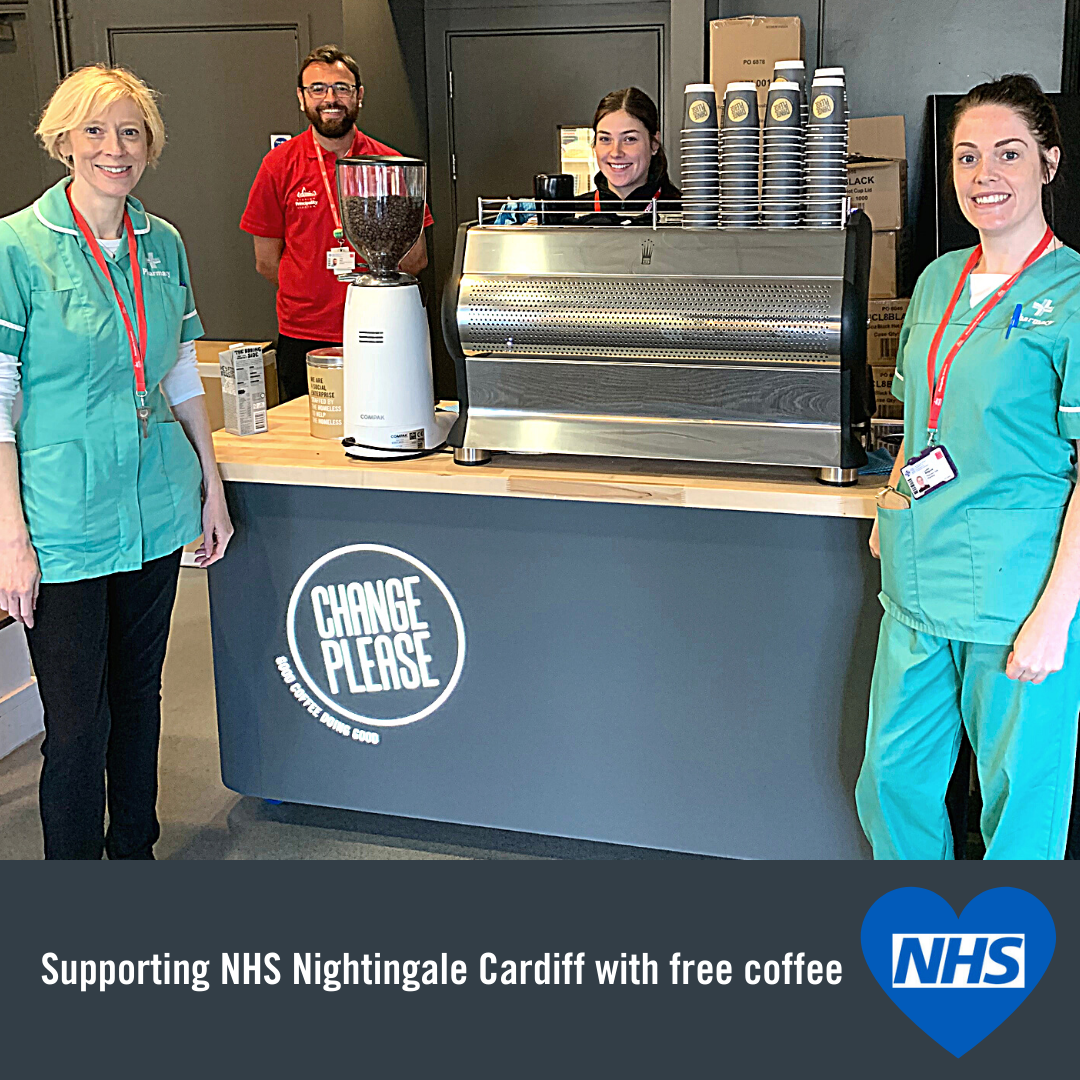 Supporting our NHS in Cardiff with Free Coffee – Change Please